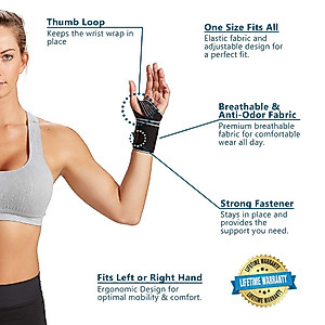 ComfiLife Wrist Brace – Adjustable Compression Wrist Support Wrap – Carpal Tunnel Wrist Brace – Wrist Wraps for Minor Sprains, Workout, Weightlifting, Sleeping, Tendonitis, Arthritis – Fits Both Hands