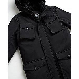 URBAN REPUBLIC Boys' Winter Jacket - Shell Parka Coat with Faux Fur Lined Hood, Size 10/12, Jet Black