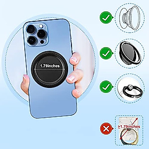 Removable Magnetic Disk Base Compatible with Magsafe Wireless Charge for Socket Grip, Magnet Disc Plates for Collapsible Cell Phone Finger Ring Holder Stand for iPhone 14 13 12 Pro Max Mini & Mag Case