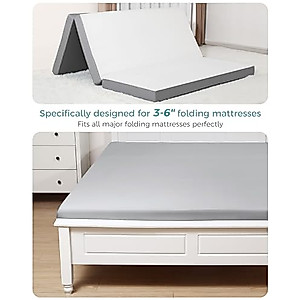 Forias Fitted Sheet for Folding Mattress, Compatible with 4inch, 6inch Size Trifold Mattress,4-Way Stretch Knit, Snug Fit, Ultra-Soft and Cozy Washable Fitted Sheet (Twin)