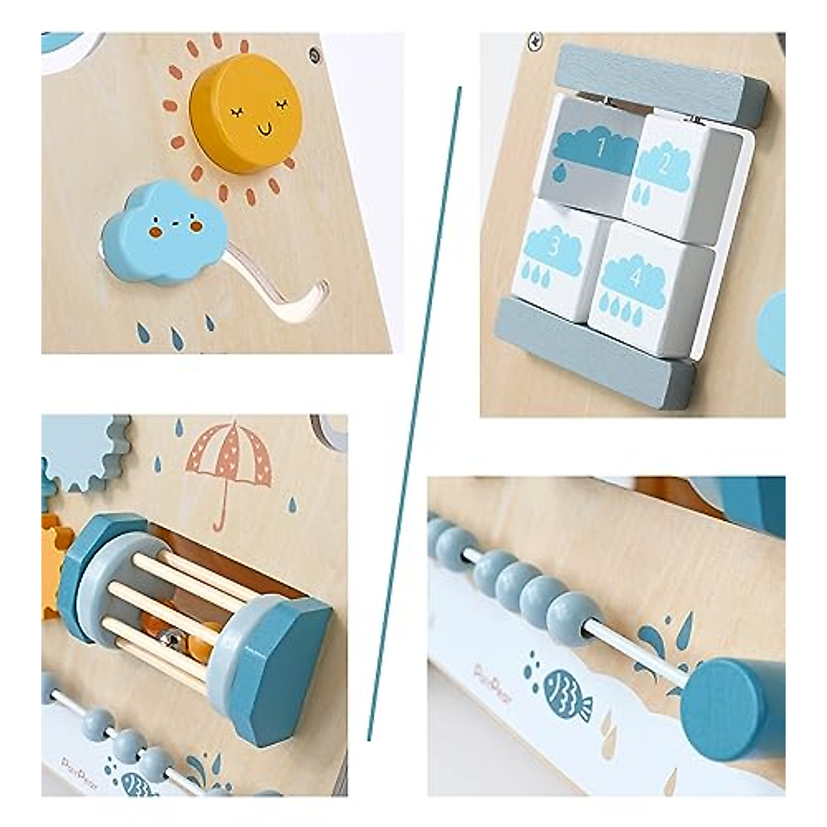 PairPear Wooden Baby Walker Push and Pull Toys,Toddler Speed Adjustable Push Walker Activity Cencer with Shape Sorter Toys Gift for Boys Girls 1 2 3 Years