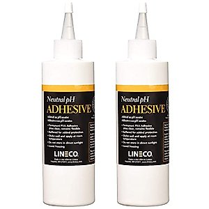 Lineco Neutral pH Adhesive, Acid-Free Dries Clear, PVA Formula Material Dries Quick Water Soluble Flexible When Dried, 8 Ounces, Used for Book Binding and Other Paper Projects (Pack of 2, White)