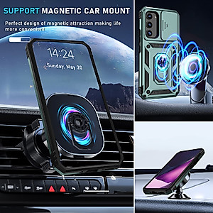 Janmitta Compatible with Galaxy A54 5G Case Built in Slide Camera Lens Cover and Screen Protector,Heavy Duty Shockproof Phone Cover,Built in Ring Stable Holder Kickstand,2023 Dark Green