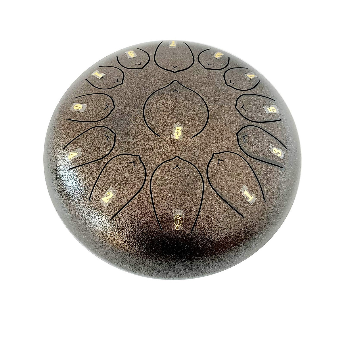 Sidasu Steel Tongue Drum 13 Notes 12 Inches Percussion Instrument Handpan Drum with travel Bag Music Book Mallets steel tongue drum stand（ 13 Notes 12 Inches, Bronze）