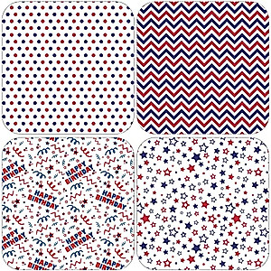 ZINTBIAL Birthday Wrapping Paper for Kids Adults - Gift Wrap with American Theme Stars, Stripes, Chevron and "Happy Birthday" Design - 20 x 29 Inches per Sheet (8 Sheets 33 sq. ft.) Recyclable, Easy to Store, Not Rolled