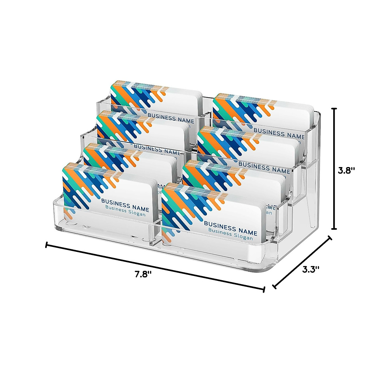 MaxGear Acrylic Business Card Holder for Desk Multiple Business Card Holders, Business Card Stand Business Card Display Holder, Clear Plastic Business Card Holder Display Office, 8 Pocket