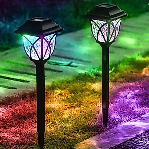keeda Solar Pathway Lights Outdoor Waterproof Modern Style Design Solar Landscape Light for Outside Garden Yard Walkway Sidewalk Driveway (Multicolor, Pack of 4)