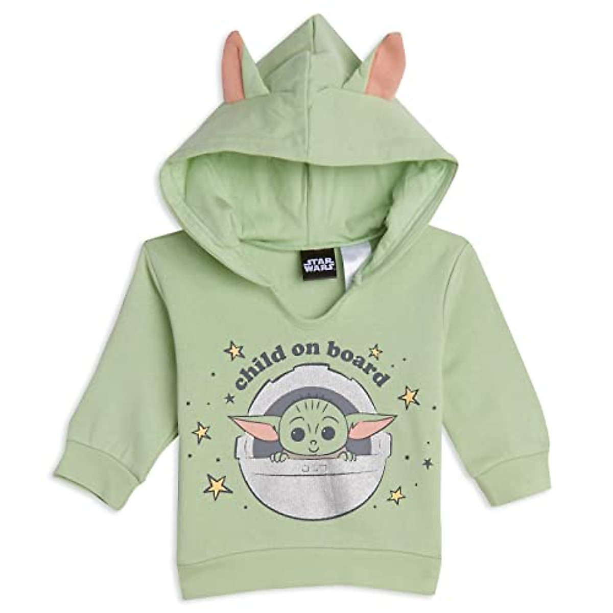 STAR WARS The Child Newborn Baby Boys Fleece Hoodie Short Sleeve Bodysuit and Pants 3 Piece Baby Outfit Set Grey/Green 0-3 Months