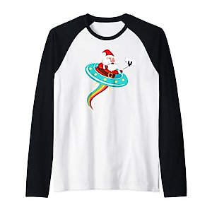Funny Christmas Santa Claus SANTA SELFIE Stocking Stuffer Raglan Baseball Tee
