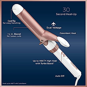 Conair Double Ceramic 1 1/4-Inch Curling Iron, 1 ¼ inch barrel produces loose curls – for use on medium and long hair