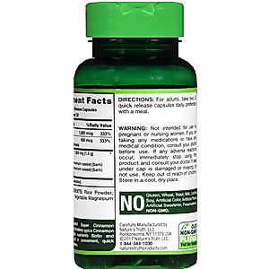 Nature's Truth Super Cinnamon Plus Biotin & Chromium Quick Release Capsules - 60 ct, Pack of 2