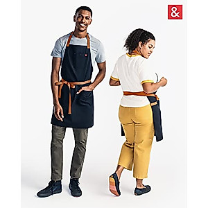 Hedley & Bennett Midnight Blue Essential Apron - Professional Chef Apron with Pockets and Adjustable Bib Strap for Cooking & Grilling - Kitchen Aprons for Men & Women - 8oz 100% Cotton Twill Fabric