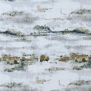 No. 918 Picasso Crushed Sheer Voile Rod Pocket Curtain Panel, 51" x 63", Grey