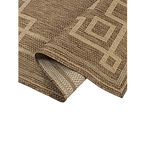Furnish my Place Outdoor Collection Oriental Area Rug - 5 ft. 3 in. x 7 ft. 6 in. Neutral, Transitional Water Proof Rug for Living Room, Garden, Patio