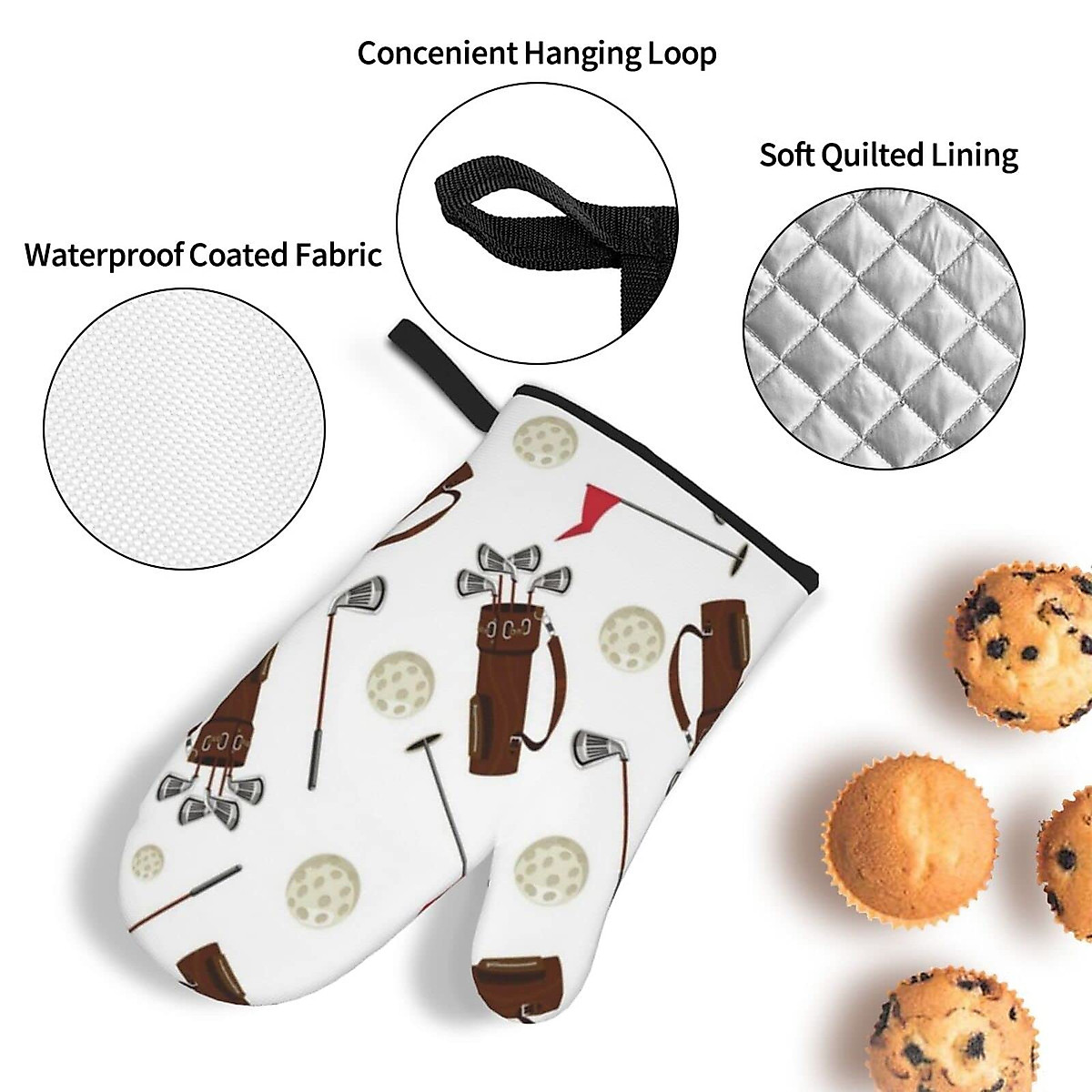 Golf Theme Oven Mitts and Pot Holders Set of 4 for Kitchen Cooking BBQ Baking