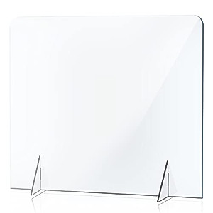 NO Cutout Sneeze Guard Panel for Counter and Desk, Portable Clear Acrylic Shield No Opening, Protective Plexiglass Shield Without Opening for Office, School, and Retail Store