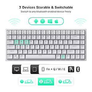 RK ROYAL KLUDGE RK84 Wireless RGB 75% Triple Mode BT5.0/2.4G/USB-C Hot Swappable Mechanical Keyboard, 84 Keys BT5.0 Gaming Keyboard w/High-Capacity Battery, Quiet Red Switch