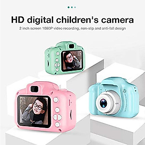 Alician 2 Inch HD Screen Chargable Digital Mini Camera Kids Cartoon Cute Camera Toys Outdoor Photography Props for Child Green