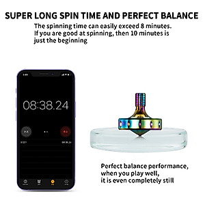 CHEETOP Precision Metal Spinning Top, Long Lasting Spin Time and Perfect Balance, Skilled Adult Easily Exceed 10 Mins, Portable Stainless Steel EDC Office Desktop Game Toys (M, Iridescent)