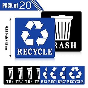 Sukh Recycle Sticker for Trash Can - Recycle Sign Decals self Adhesive Garbage Recycling Stickers Trash Bin Label Reuse Recycle Vinyl for Kitchen Home Essentials,Home,Hotel (20PCS Recycle Sticker)