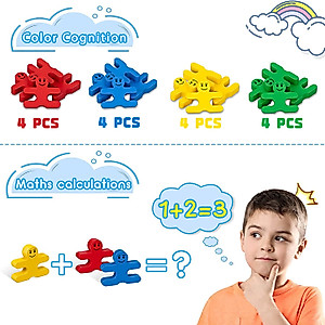 GIFT4KIDS Montessori Toys for 2 3 4 Year Old Boys Girls Gifts, 16pcs Wooden Building Blocks for Toddlers 1-3 Year Old, Stacking Blocks Sensory Toys for Kids Birthday Gifts Presents Age 2-4