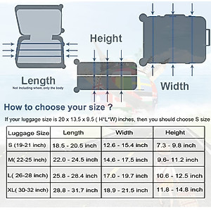 GANNEPIE Travel Luggage Cover Black Printed with Pocket Suitcase Cover Fits 26-28 Inch