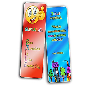 Christian Gospel Bookmarks for Kids (12 Pack) - Collection of Inspirational Bible Verses for Kids - Church Memory Verse Sunday School Rewards - Christian Stocking Stuffers Birthday Assorted Bulk Pack