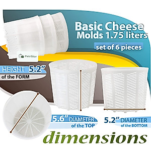 PetriStor 6 Pcs Soft Cheese Mold for Cheese Making 1.85QT - Cheese Making Mold - Cream Cheese Form Mold - Homemade Cheese Making Supplies - Molde Para Queso Fresco Casero - Feta Cheese Making Basket