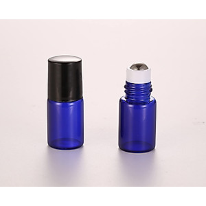 ZbFwmx 20 Pack Set 2ML(5/8 Dram) Micro Mini Glass Roll on Glass Bottles with Metal Roller Balls Refillable Slim Sample Vial Aromatherapy Essential Oil Roll On(2ML Blue)