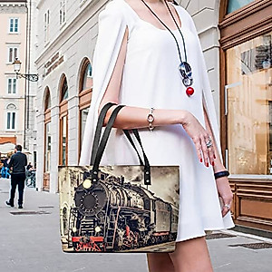 Womens Handbag Steam Train Leather Tote Bag Top Handle Satchel Bags For Lady
