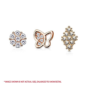 BodyJ4You 3PCS 20G Nose Ring Bone Stud Set Surgical Steel Rose Goldtone Pin Piercing Value Pack