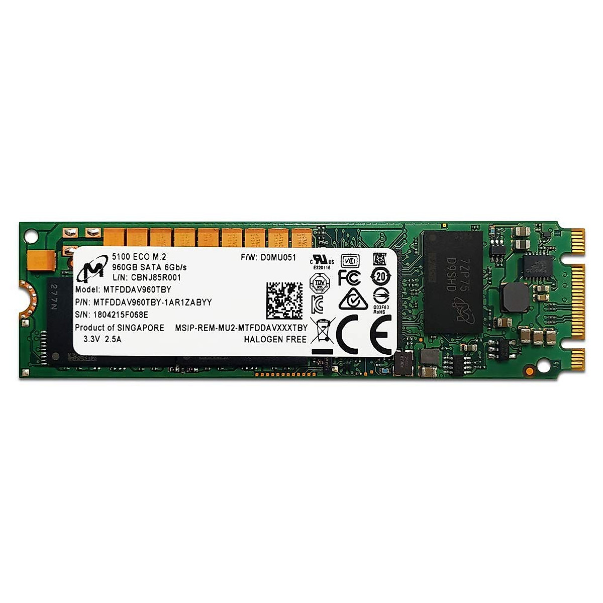 Micron 5100 ECO 960 GB Internal Solid State Drive - SATA - M.2 2280