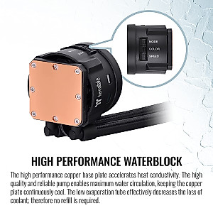 Thermaltake TOUGHLIQUID 360 ARGB Motherboard Sync All-in-One Liquid CPU Cooler, AMD (AM4) / Intel (LGA 1200), 360mm High Efficiency Radiator CL-W321-PL12BL-A, Black