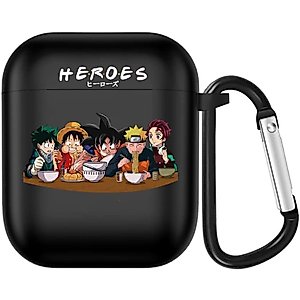 Anime Pattern Compatible with AirPods 2&1 Case, Anime Airpod Case for Boys Girls Teens, Soft Silicone Full Body Protection Shockproof Cover with Keychain