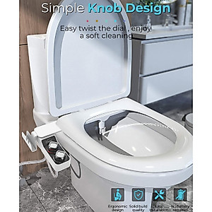 Hiyniaz Bidet Toilet Seat Attachment, Non-Electric Hot and Cold Water Bidet Attachment with 9 Adjustable Water Pressure Controls, Retractable Self-Cleaning Dual Nozzles for Frontal & Rear Wash