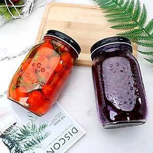 QAPPDA 32 OZ Glass Jars with Lids Set of 12,Colorful Wide Mouth 1000ML Glass Mason Jar with Airtight Lid,Durable Glass Food Storage Canning Jars for DIY Crafts,Dry Food,Jams,Preserving