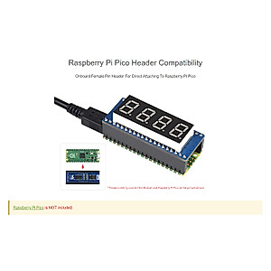 waveshare 4-Digit 8-Segment Display Module for Raspberry Pi Pico Embedded 74HC595 Driver SPI-Compatible Comes with Raspberry Pi Pico C/C++ and MicroPython Demo