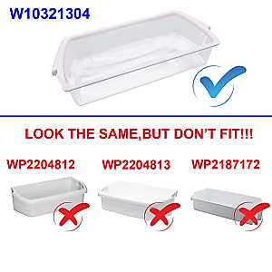 Siwdoy (Pack of 2 W10321304 Door Shelf Bin Compatible with Whirlpool Refrigerator Replaces WPW10321304 AP6019471 2179575 PS11752778, Clear