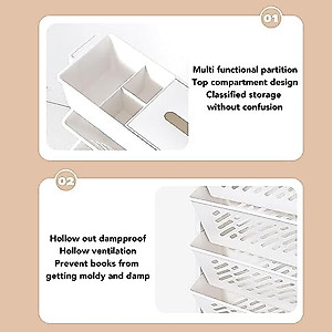 Removable Bookshelf with Wheels, Multi-Functional Large-Capacity Organization Rack, Compact Rotatable and Detachable Rolling Book Cart, Space-Saving Shelf.