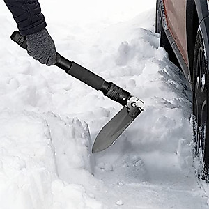 FiveJoy Survival Shovel Multitool (C1) - Portable Collapsible Tactical Tool - Entrenching Backpack Equipment for Hiking Camping Emergency Car - Gifts for Men Dad Husband