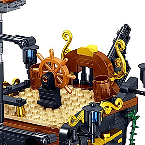 Mesiondy Pirate Ship Model，Pirate Ship Model Mini Building Blocks Kit, MOC Pirate Ship Building Sets for Boys Girls 14+ (1282Pcs)