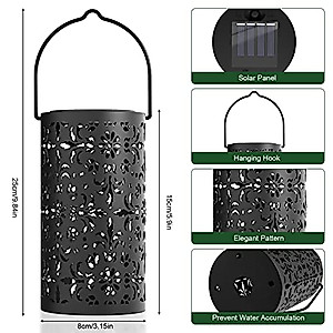 Sararoom 4 Packs Outdoor Solar Hanging Lantern, Decorative Retro Metal LED Lantern with Handle, IP65 Waterproof Dusk to Dawn Lantern for Table Garden Patio Yard Pathway Walkway Tree Fence,Retro