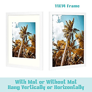 Frametory, Set of 12, 11x14 White Picture Frame - Made to Display Pictures 8x10 with Mat or 11x14 Without Mat - Wide Molding - Pre-Installed Wall Mounting Hardware