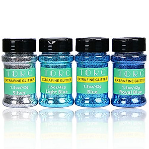 TORC 6 oz Blue Silver Fine Glitter Set for Resin Crafts Tumblers Slime Cosmetic Nail Art Makeup