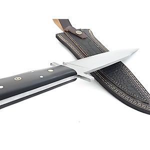 Nooraki - 15" Handmade Full Tang Hunting Knife with Leather Sheath, Multipurpose Bowie Knife with Micarta Handle for Everyday Carry, Outdoor Camping and Hunting