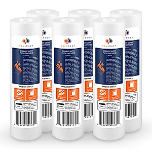Aquaboon 6-Pack 1 Micron 10x2.5" Sediment Water Filter Replacement Cartridge for Any Standard RO Unit, Whole House Sediment Filtration, Compatible with DuPont WFPFC5002, Pentek DGD series, RFC series