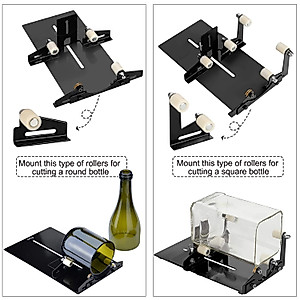Glass Bottle Cutter, Fixm Square & Round Bottle Cutting Machine, Wine Bottles and Beer Bottles Cutter Tool with Accessories Tool Kit（Upgrade Version）