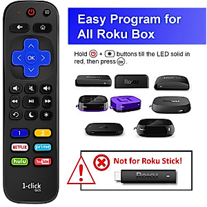 [w/Cover] 1-clicktech for【Roku TV, Roku Box】 2-in-1 for TCL Hisense ONN. All Built-in Roku TV, and for Roku 1/2/3/4 Express Ultra LT HD XDS (Remote + Purple Cover)