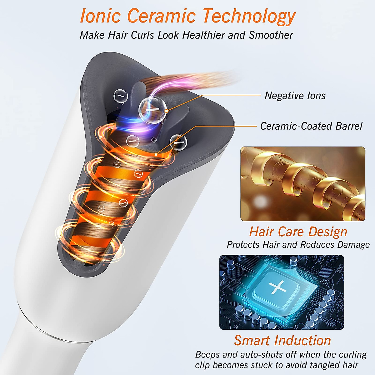 Automatic Hair Curler with 5 Temperature & 13 Curls &10 Timer Settings, 12 Second Fast Heating, Auto Hair Curling Iron Wand with LCD Display & 1" Large Rotating Barrel, Dual Voltage for Travel