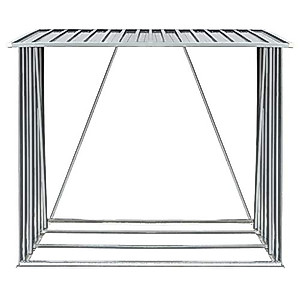 vidaXL Grey Galvanised Steel Wooden Storage Shed Garden Patio Log Holder